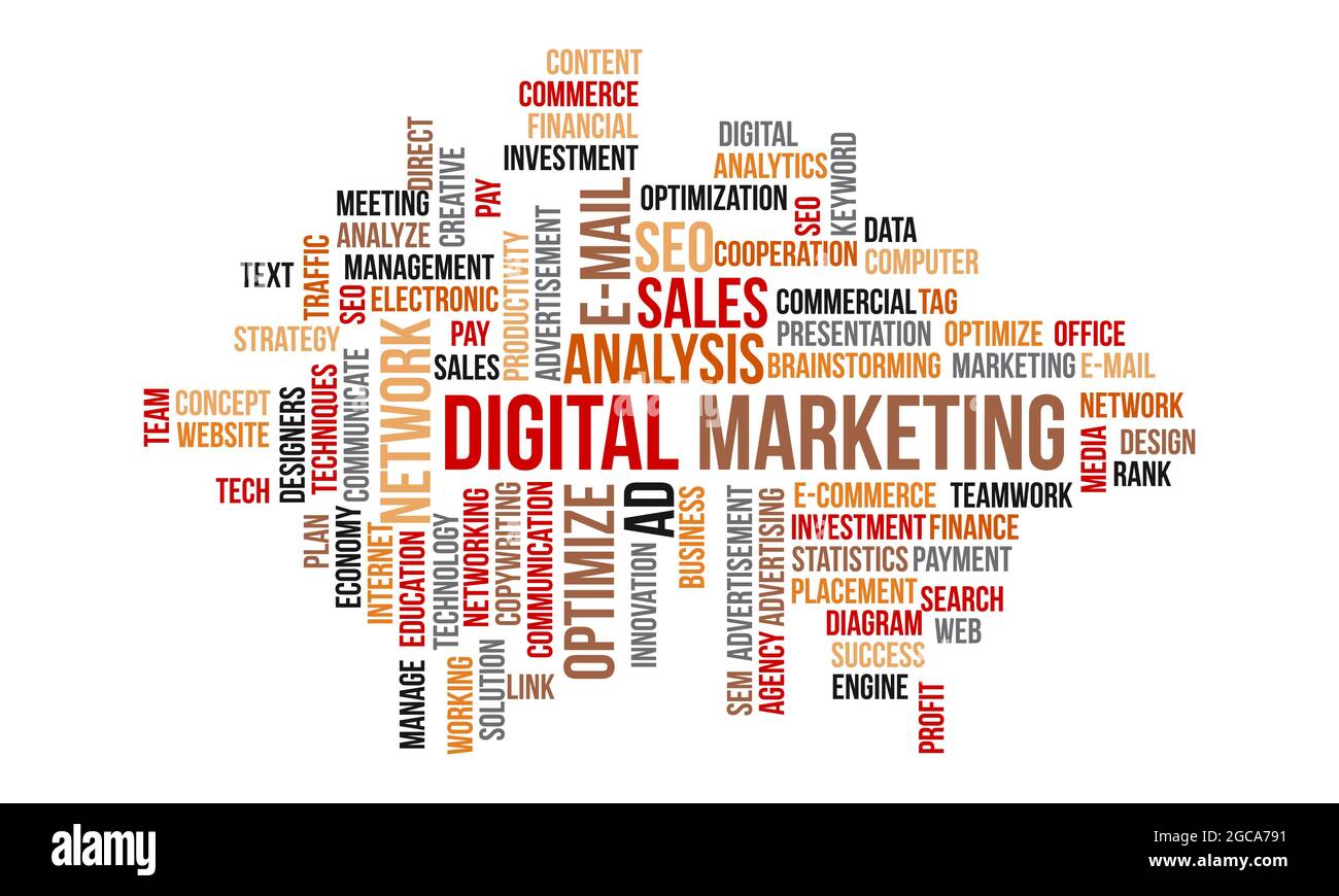 Business Concept, Digital Marketing Word Cloud Vector Template Stock ...