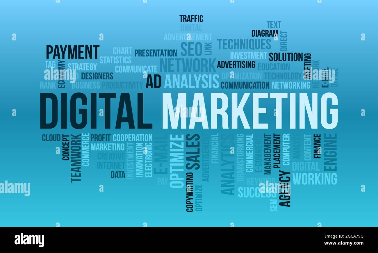 Business Concept, Digital Marketing Word Cloud Vector Template Stock ...
