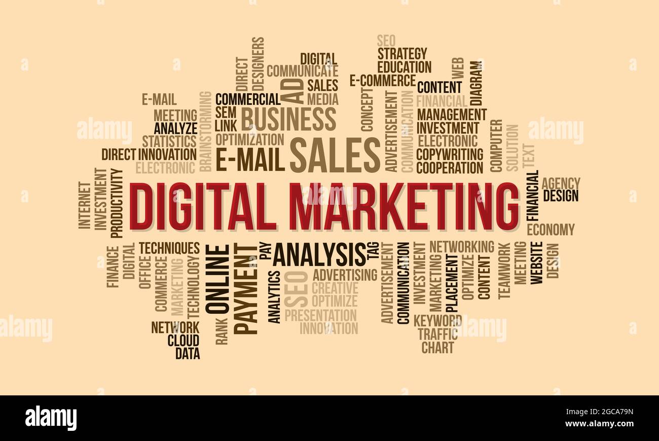 Business Concept, Digital Marketing Word Cloud Vector Template Stock ...