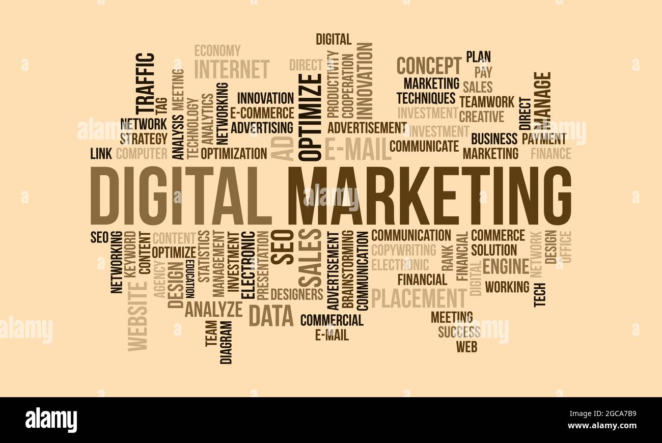 Business Concept, Digital Marketing Word Cloud Vector Template Stock ...