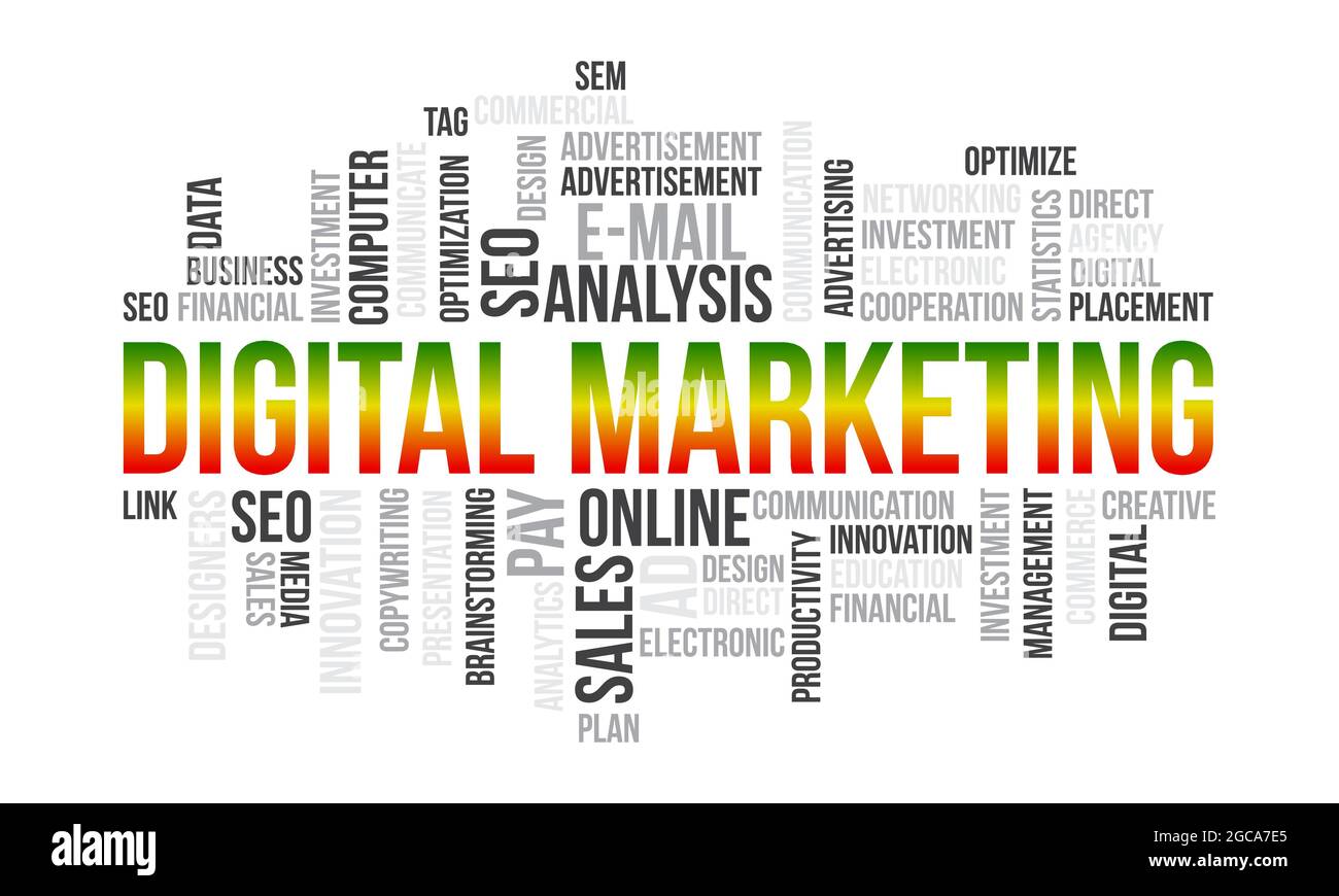 Business Concept, Digital Marketing Word Cloud Vector Template Stock ...