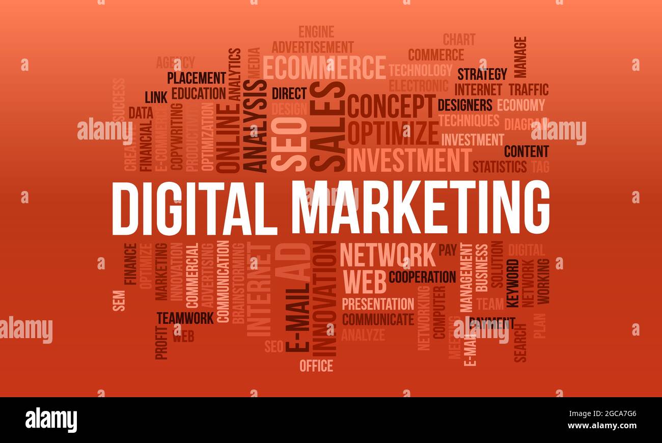 Business Concept, Digital Marketing Word Cloud Vector Template Stock ...
