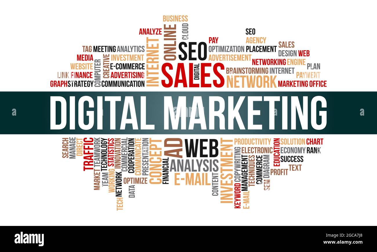 Business Concept, Digital Marketing Word Cloud Vector Template Stock ...