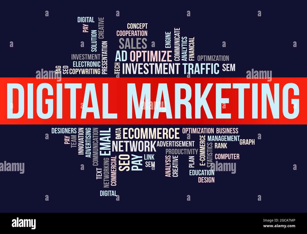 Business Concept, Digital Marketing Word Cloud Vector Template Stock ...