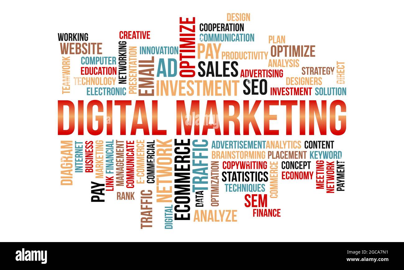 Business Concept, Digital Marketing Word Cloud Vector Template Stock ...