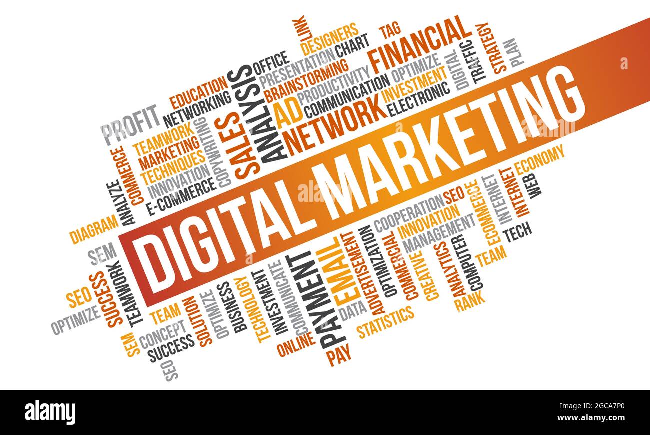 Business Concept, Digital Marketing Word Cloud Vector Template Stock ...