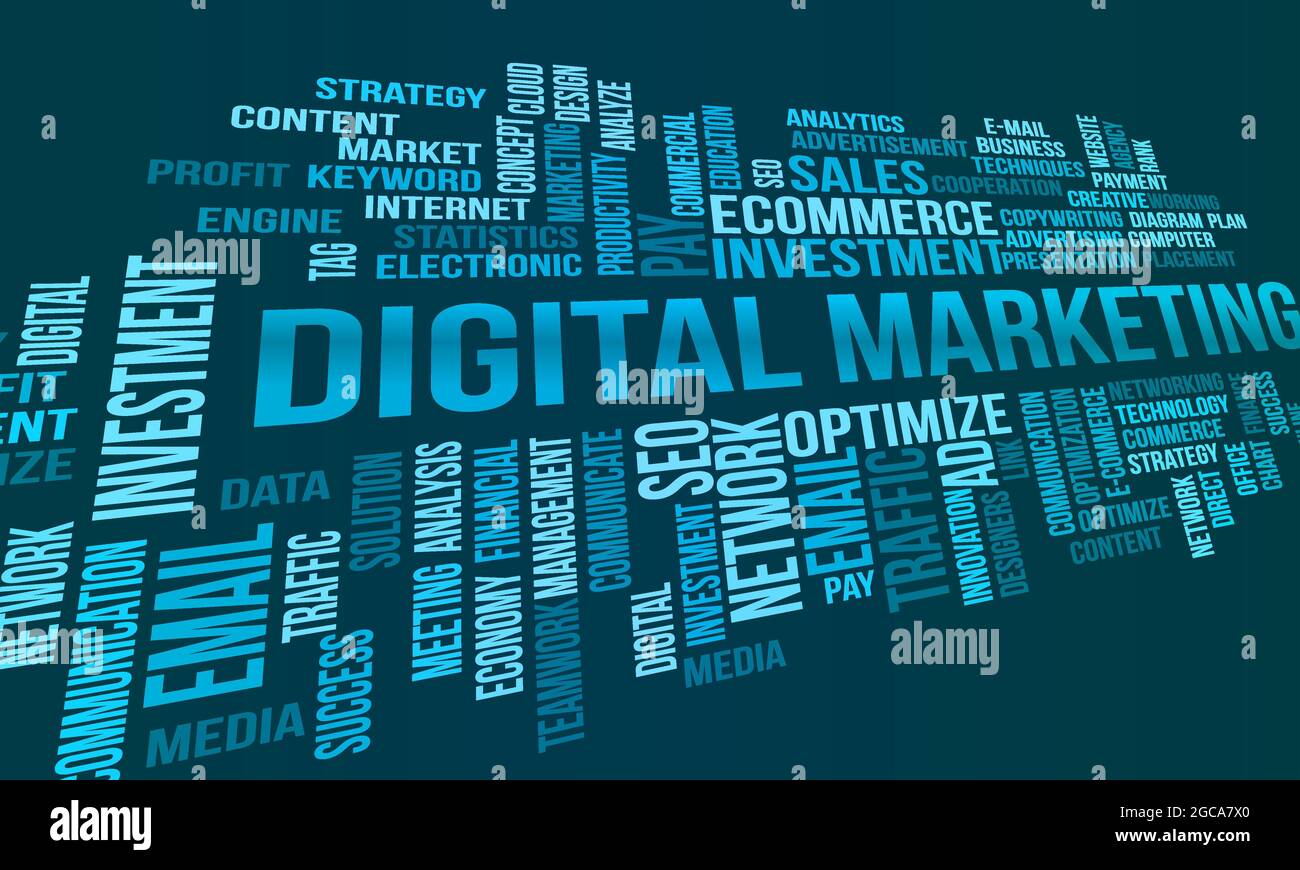 Business Concept, Digital Marketing Word Cloud Vector Template Stock ...