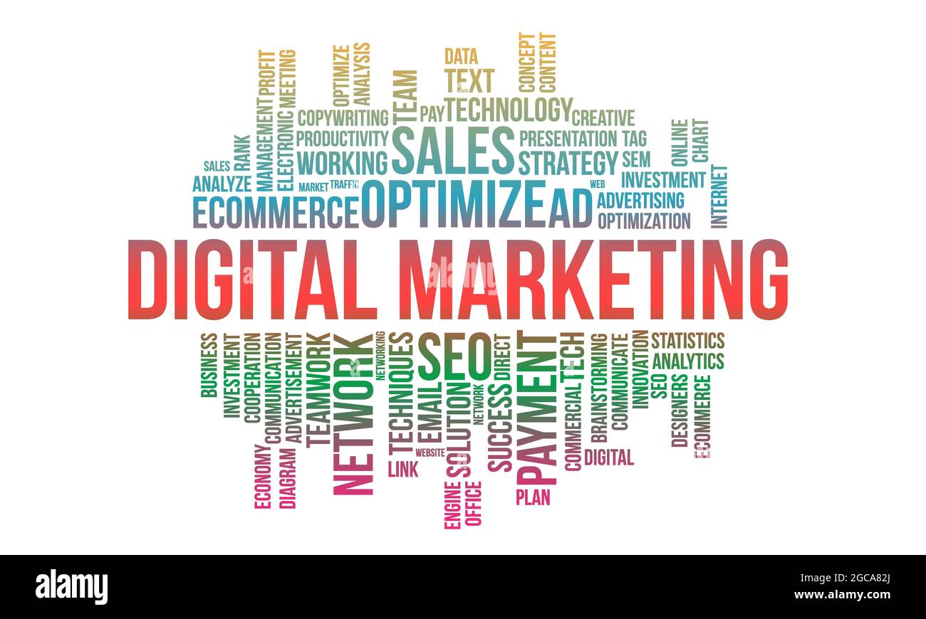 Business Concept, Digital Marketing Word Cloud Vector Template Stock ...