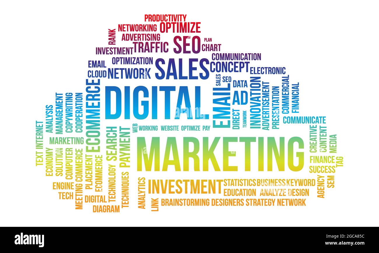 Business Concept, Digital Marketing Word Cloud Vector Template Stock ...