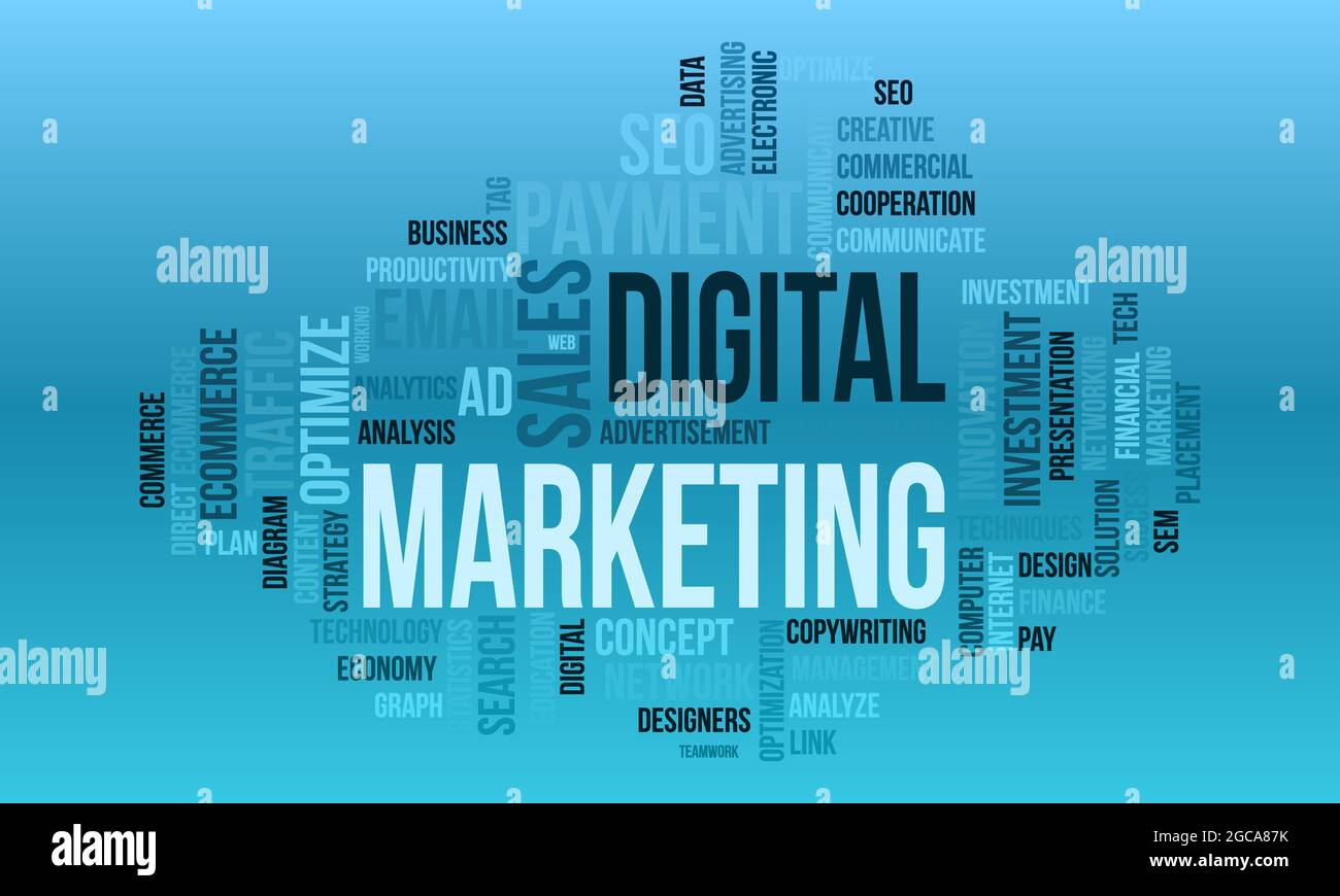 Business Concept, Digital Marketing Word Cloud Vector Template Stock ...
