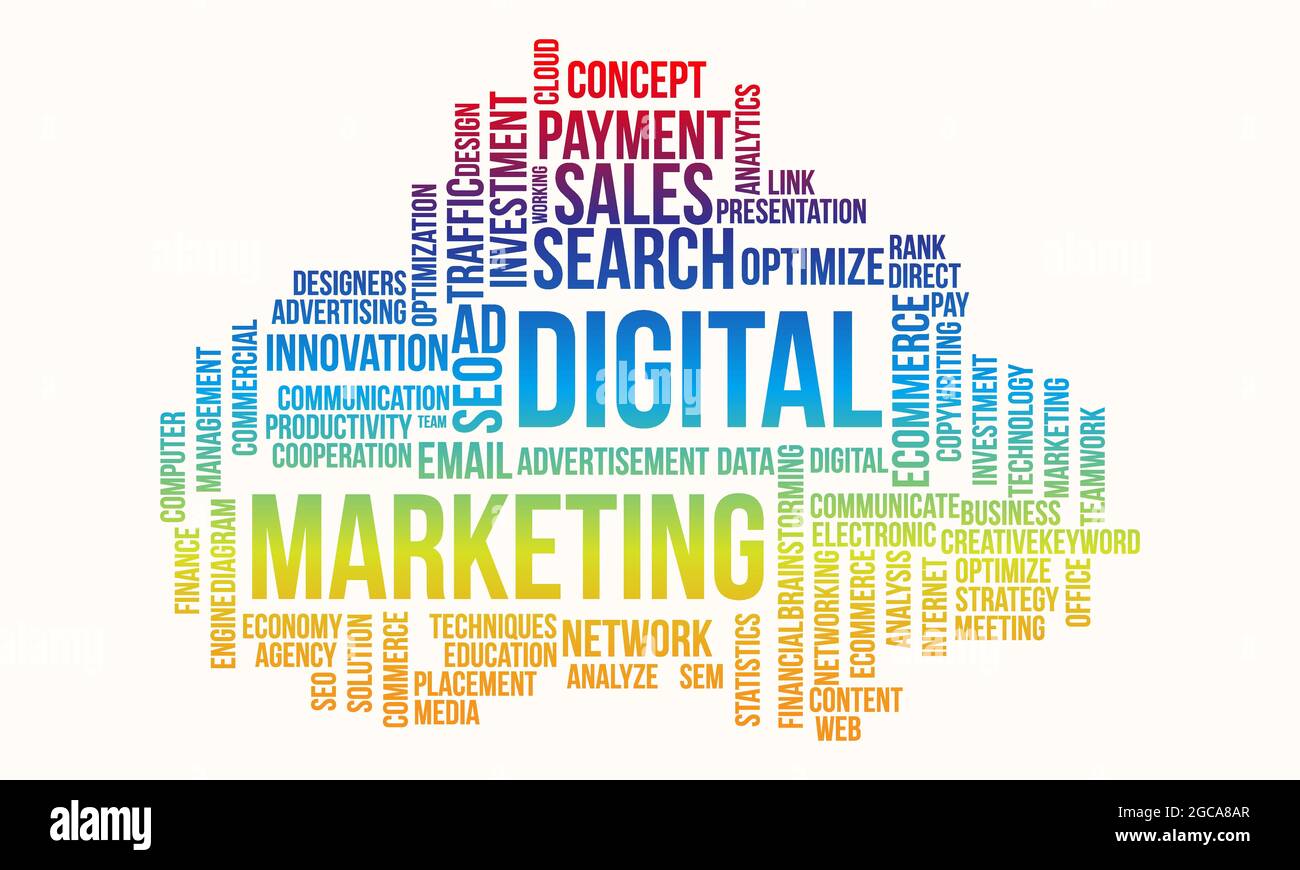 Business Concept, Digital Marketing Word Cloud Vector Template Stock ...