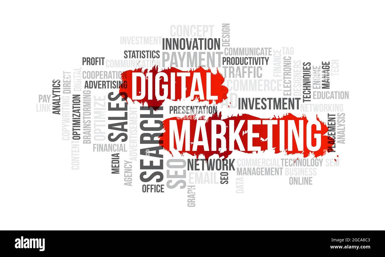 Business Concept, Digital Marketing Word Cloud Vector Template Stock ...