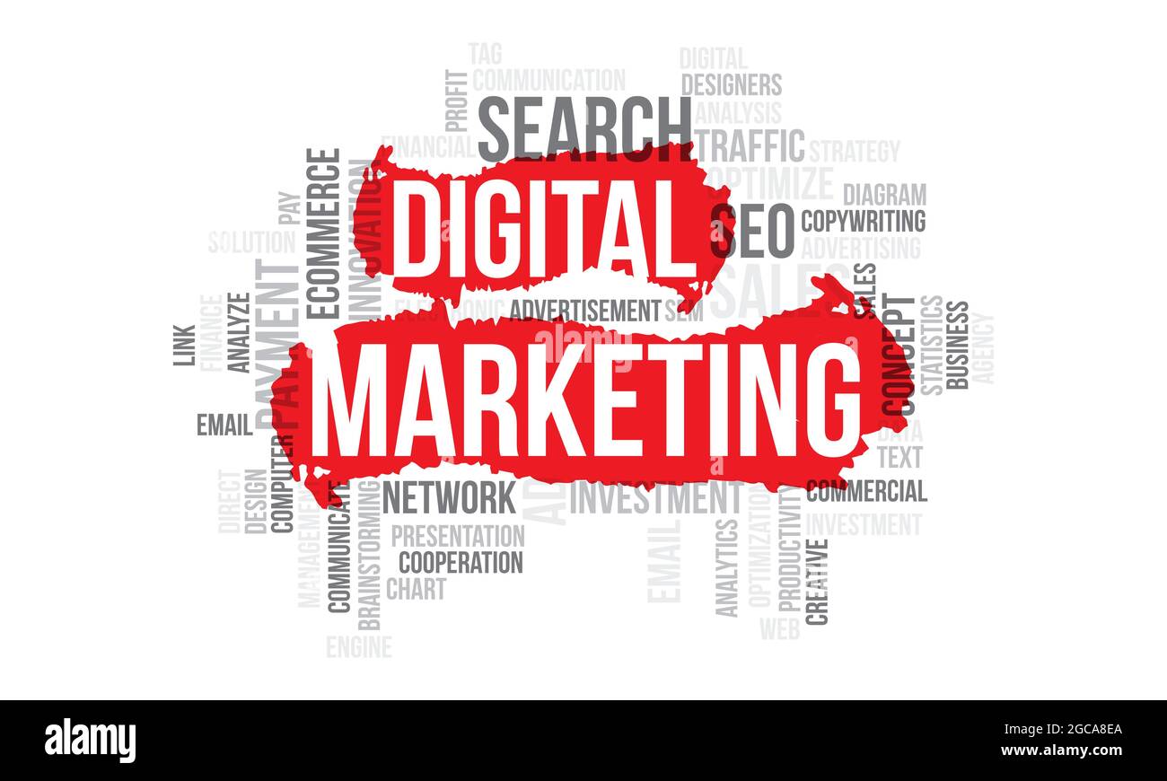 Business Concept, Digital Marketing Word Cloud Vector Template Stock ...