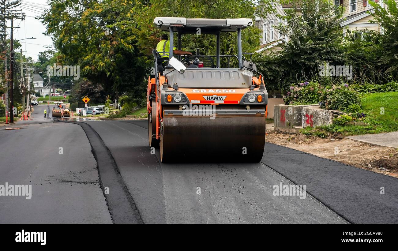 NORWALK, CT, USA - JULY 28, 2021: Heavy machinery from Grasso Companies ...