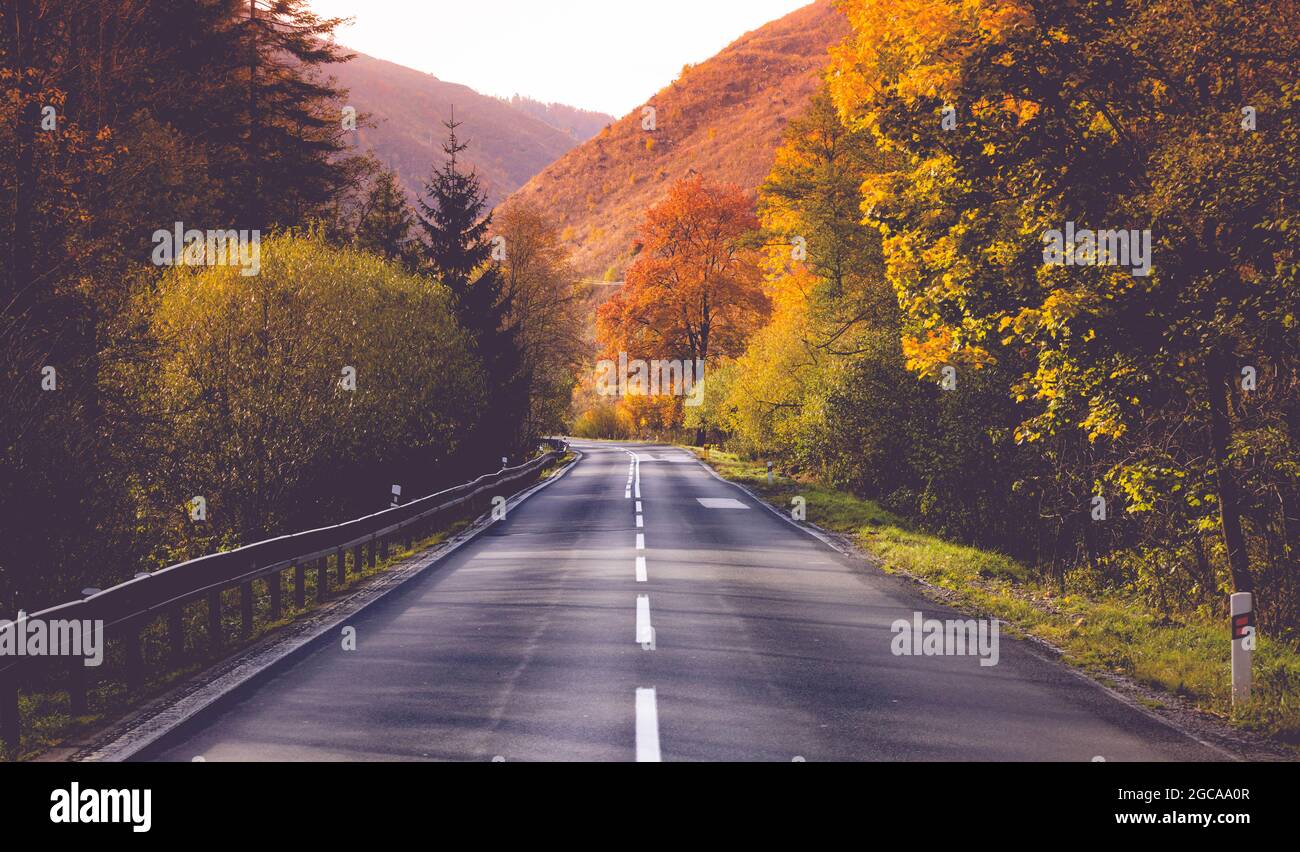 Unusual autumn colors in the mountains. Time for scenic trips Stock ...