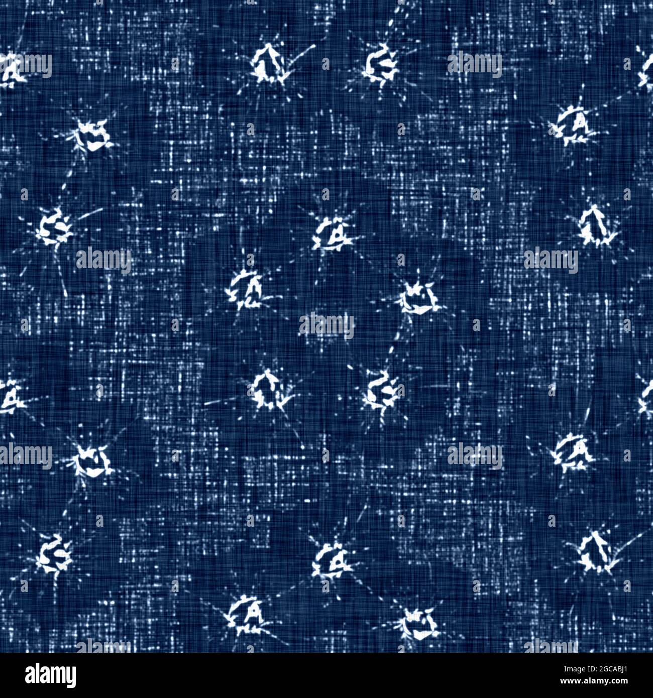 Acid wash blue jean effect texture with decorative linen floral motif ...