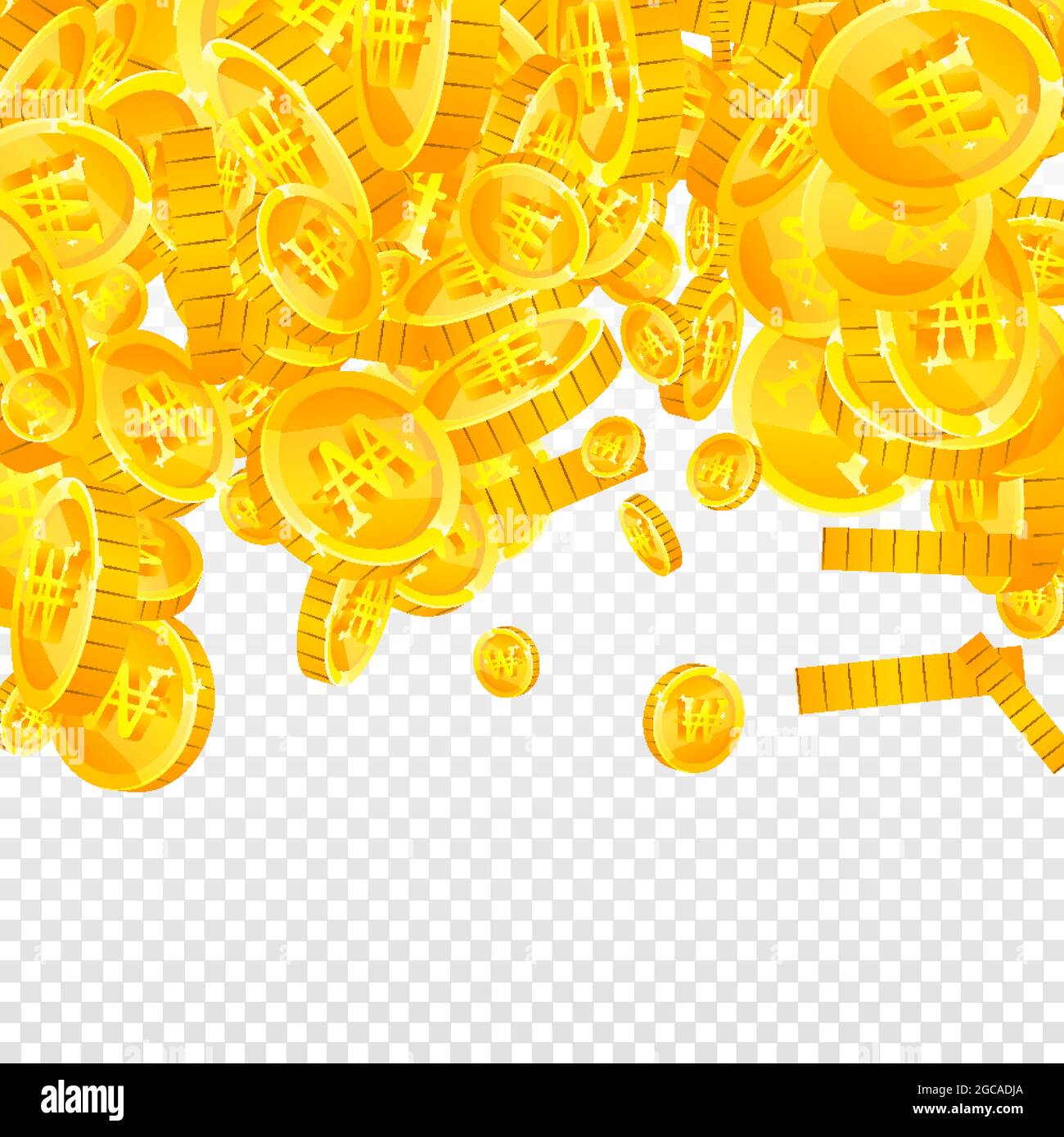 Korean won coins falling. Elegant scattered WON coins. Korea money ...
