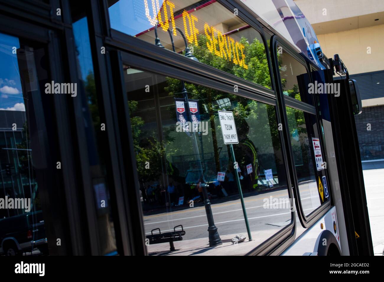 A bus written on out of service seen during the strike.Bus drivers go ...