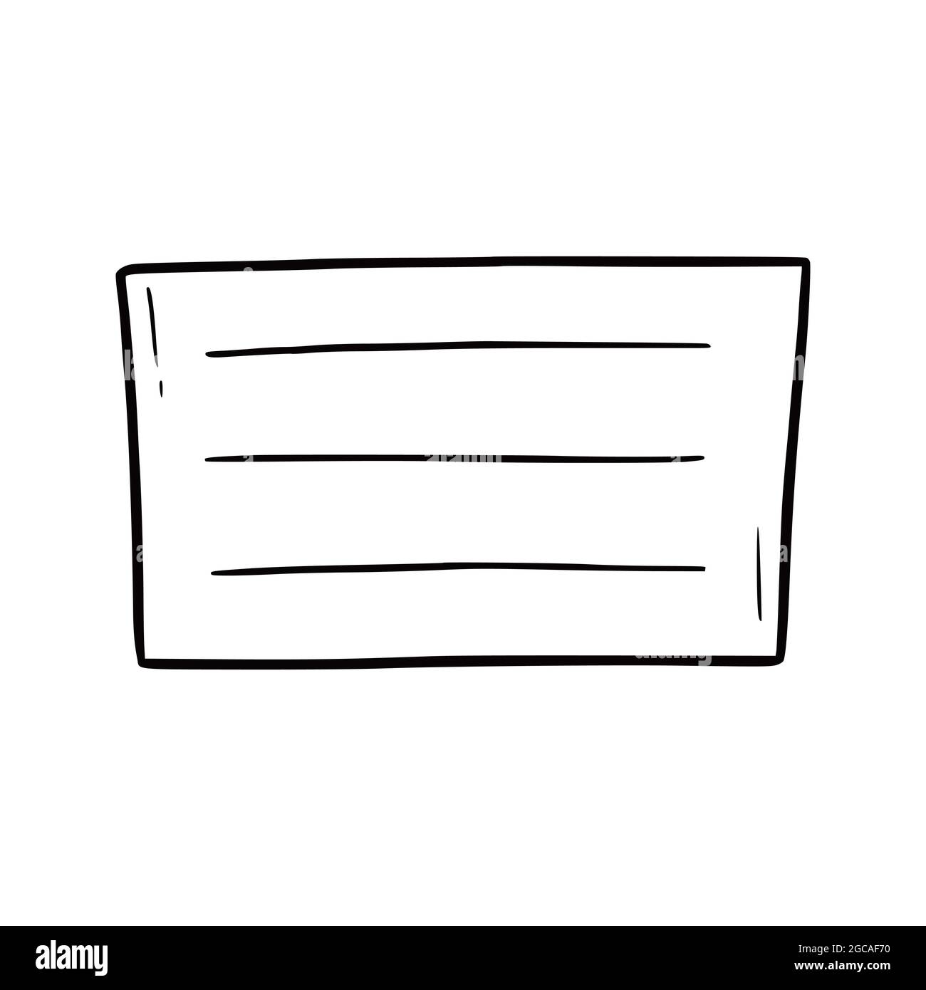 Hand drawn paper memo sticky. Doodle sketch style. Reminder paper ...
