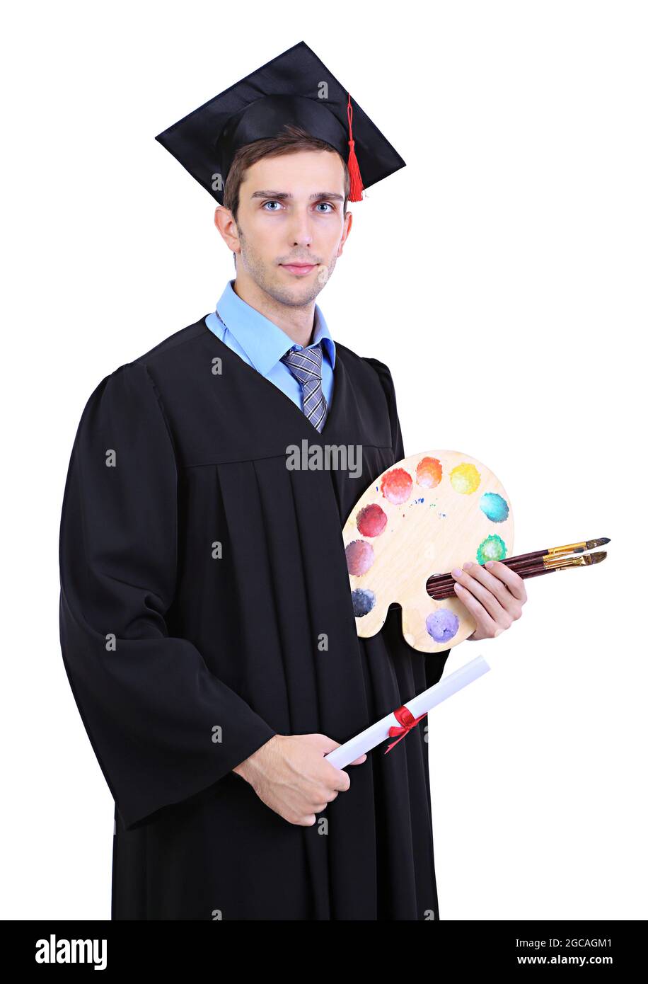 Young graduate artist isolated on white Stock Photo - Alamy