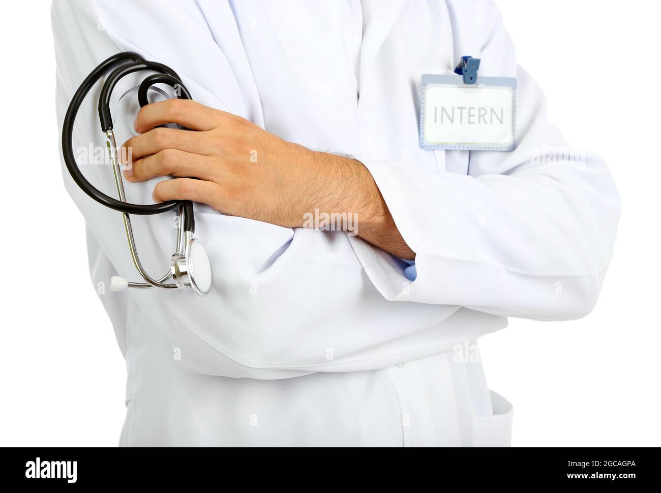 Medical intern isolated on white Stock Photo - Alamy
