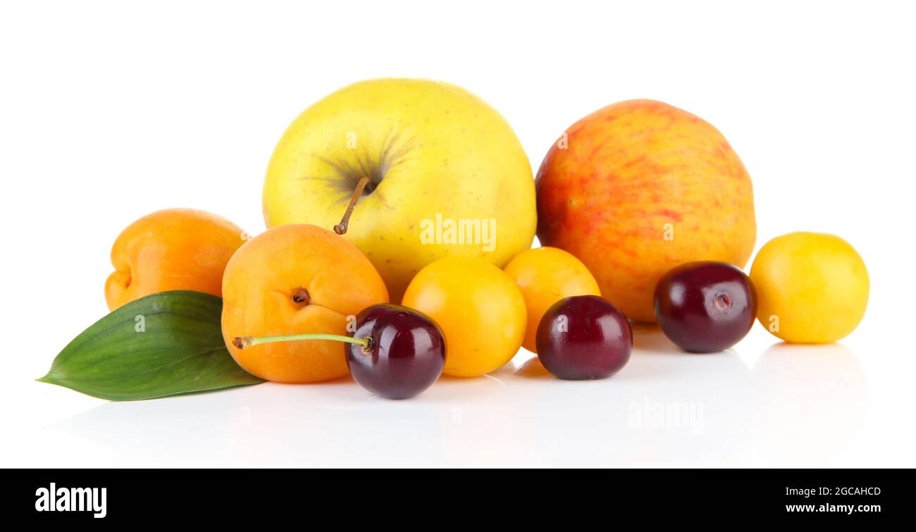 Bright summer fruits isolated on white Stock Photo - Alamy