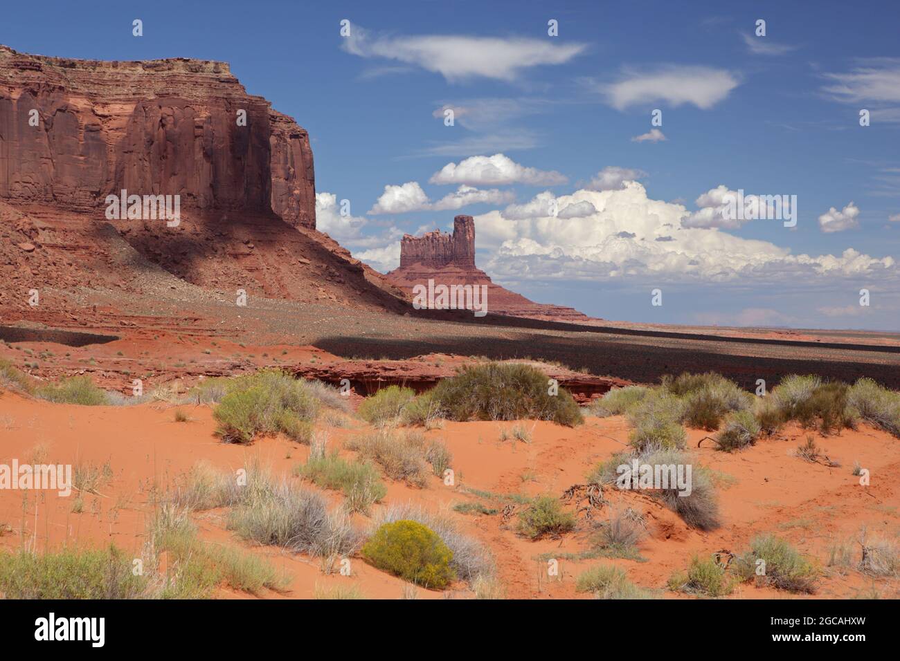 Red sandstone mesa cliff in Monument Valley Navajo Tribal Park with ...