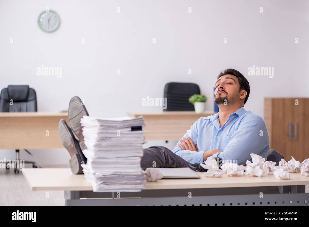 Young businessman employee rejecting new ideas in the office Stock ...