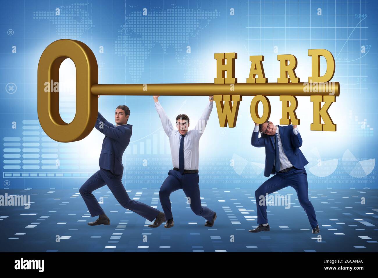 Concept of hard work with the key and businessman Stock Photo - Alamy