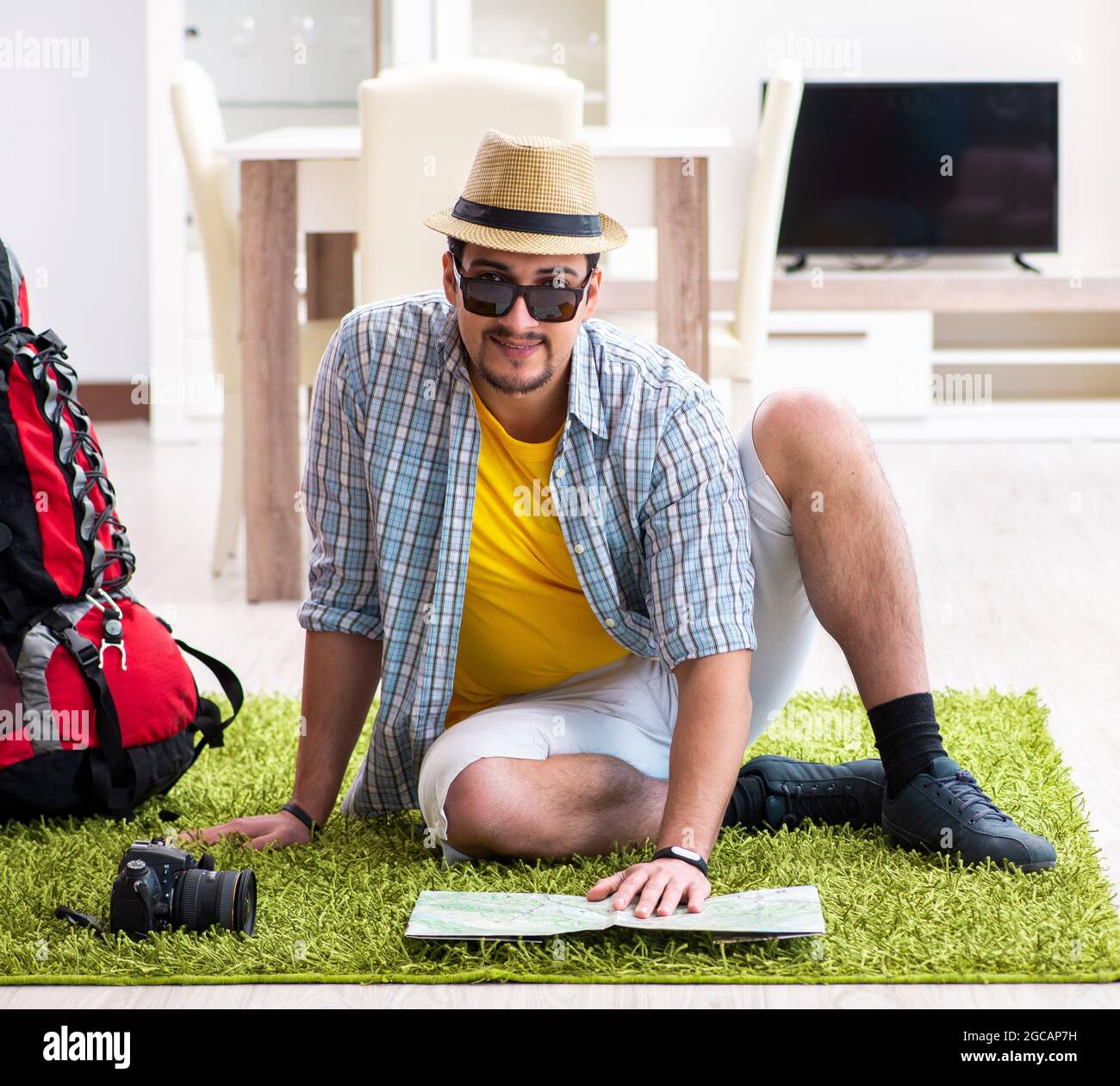 The man planning his travel with map Stock Photo - Alamy