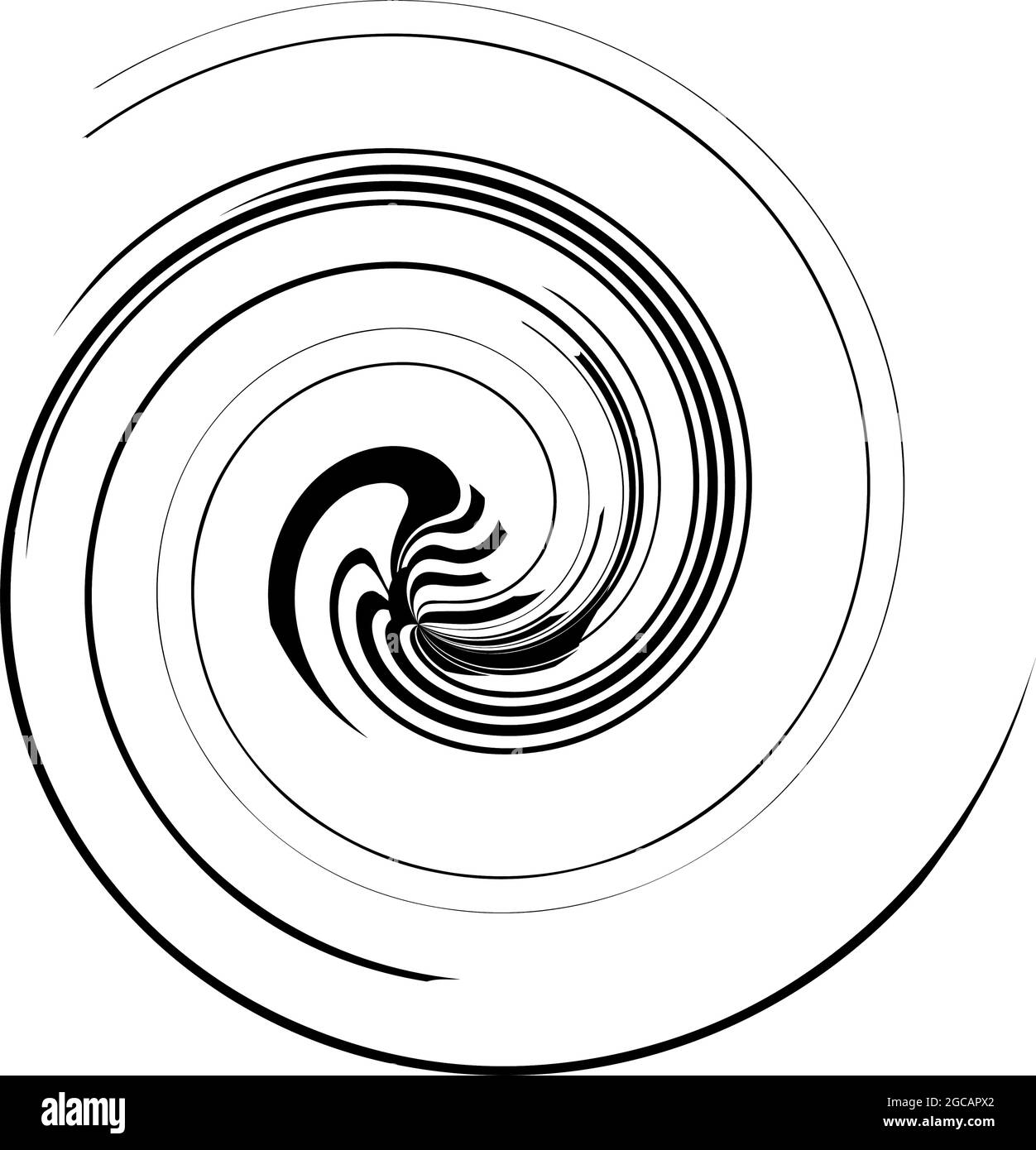 Curvy spiral, swirl and twirl element. Converging rotating radial ...