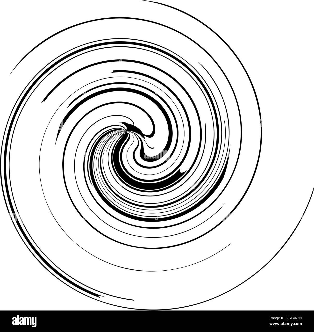 Curvy spiral, swirl and twirl element. Converging rotating radial ...