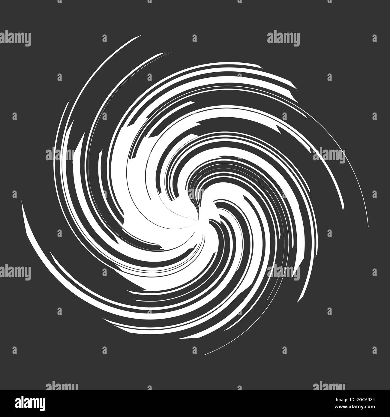 Curvy spiral, swirl and twirl element. Converging rotating radial ...