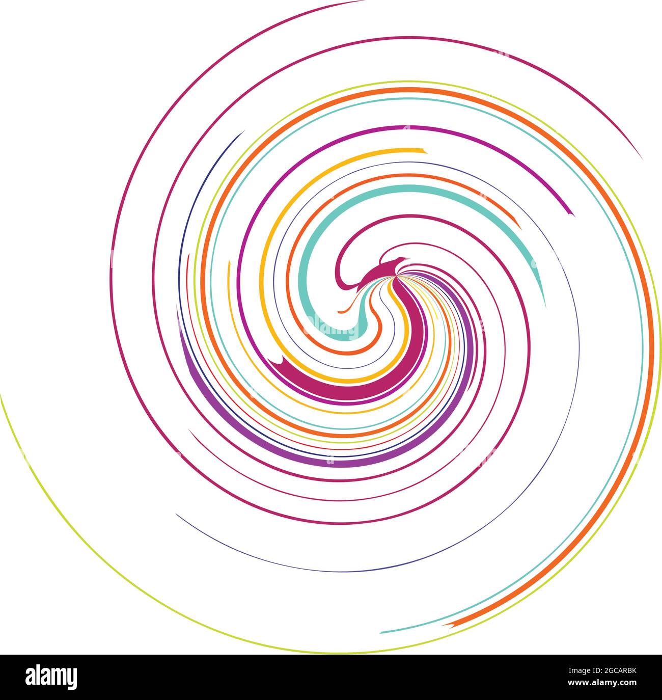 Curvy spiral, swirl and twirl element. Converging rotating radial ...