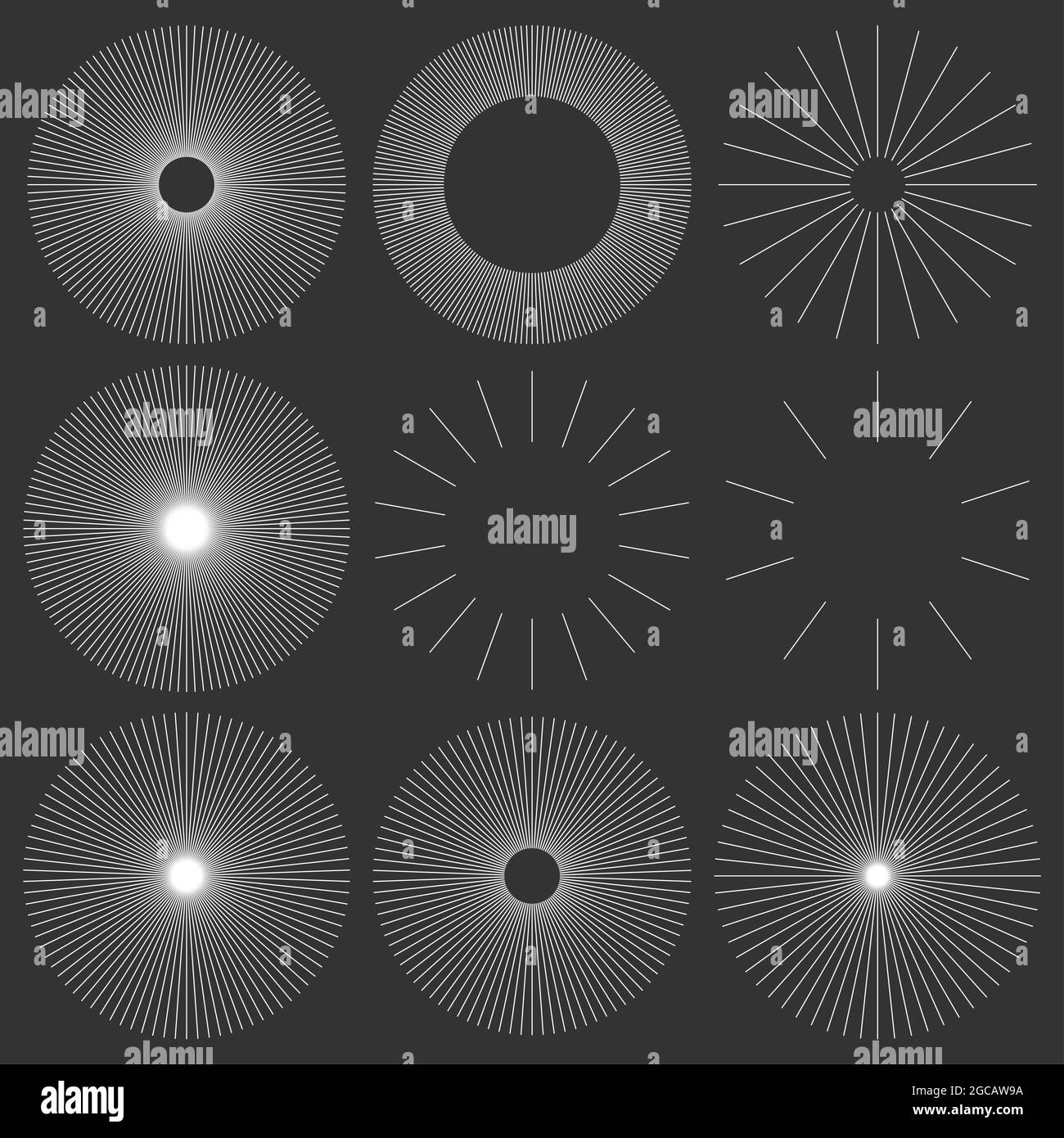 Radial, radiating, burst circular lines, stripes element. Starburst ...