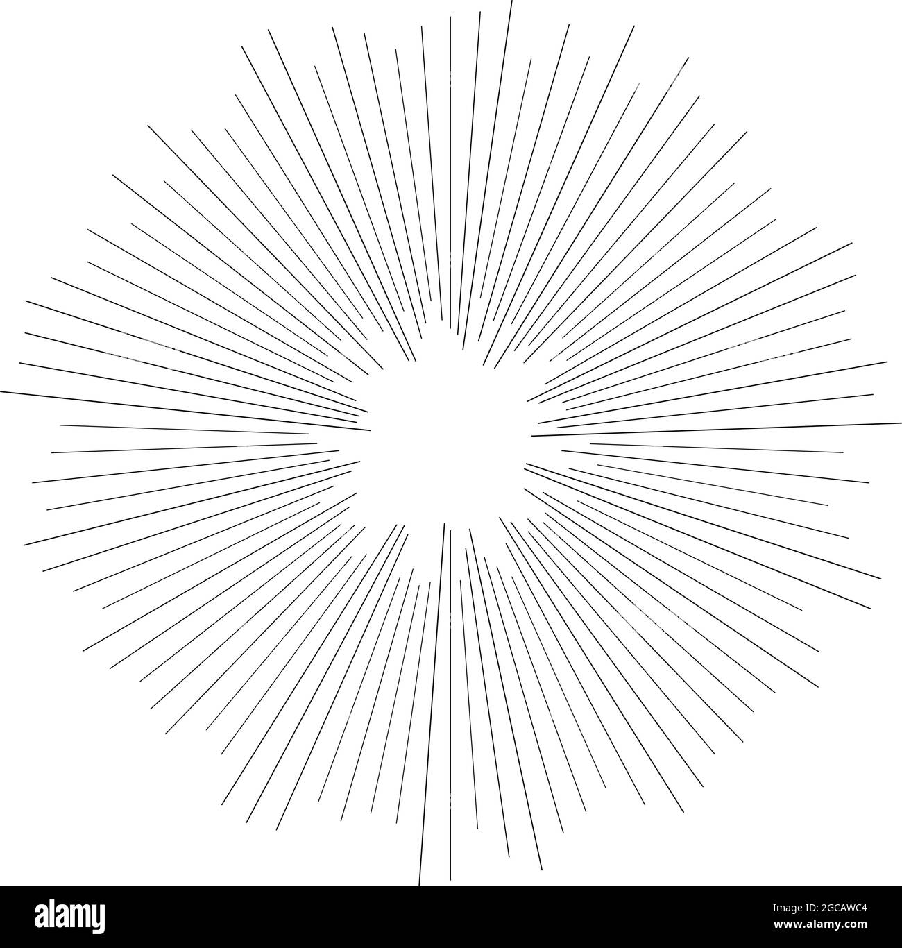Radial radiating beam ray lines. Starburst, sunburst lineal element ...