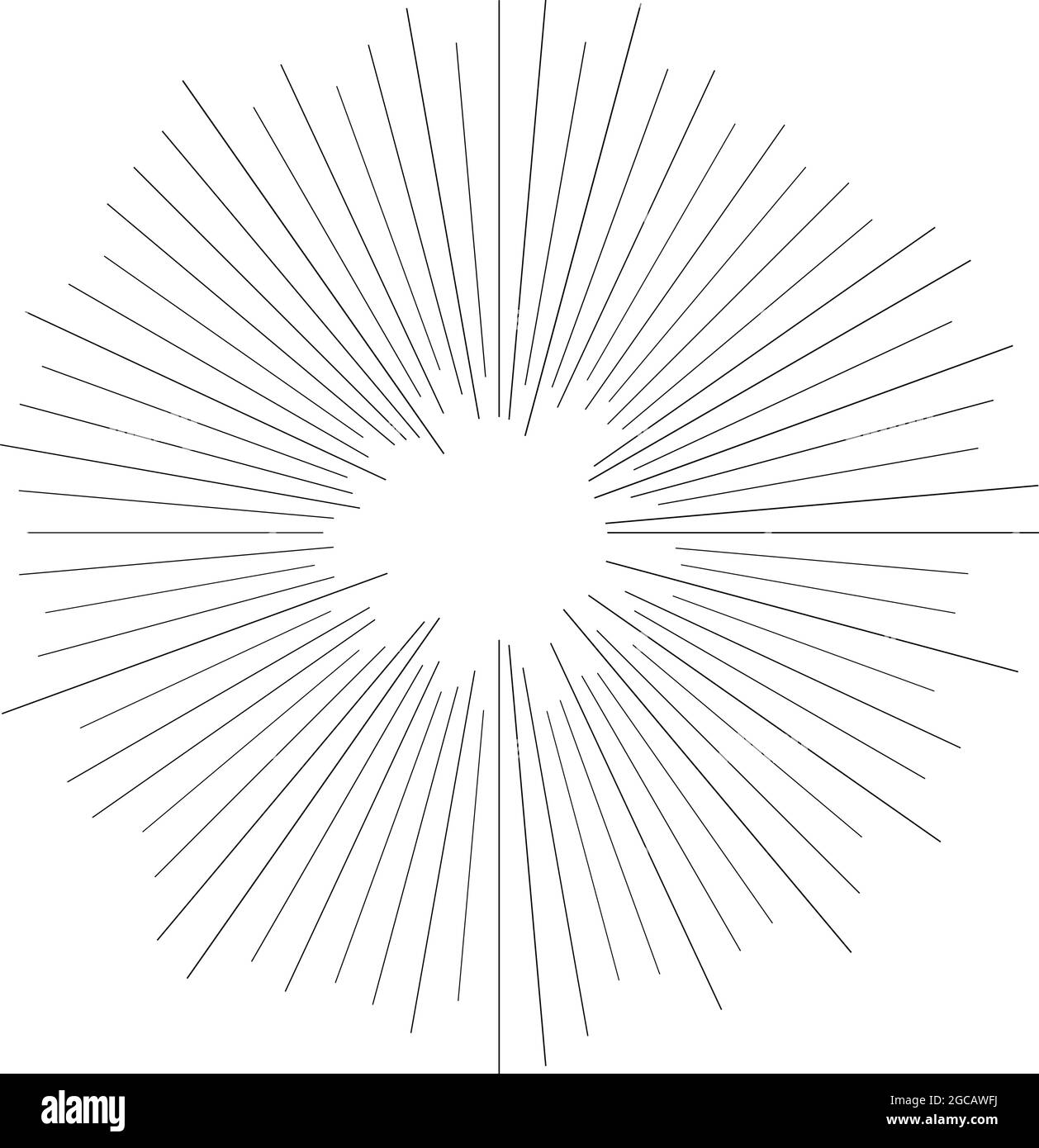 Radial radiating beam ray lines. Starburst, sunburst lineal element ...