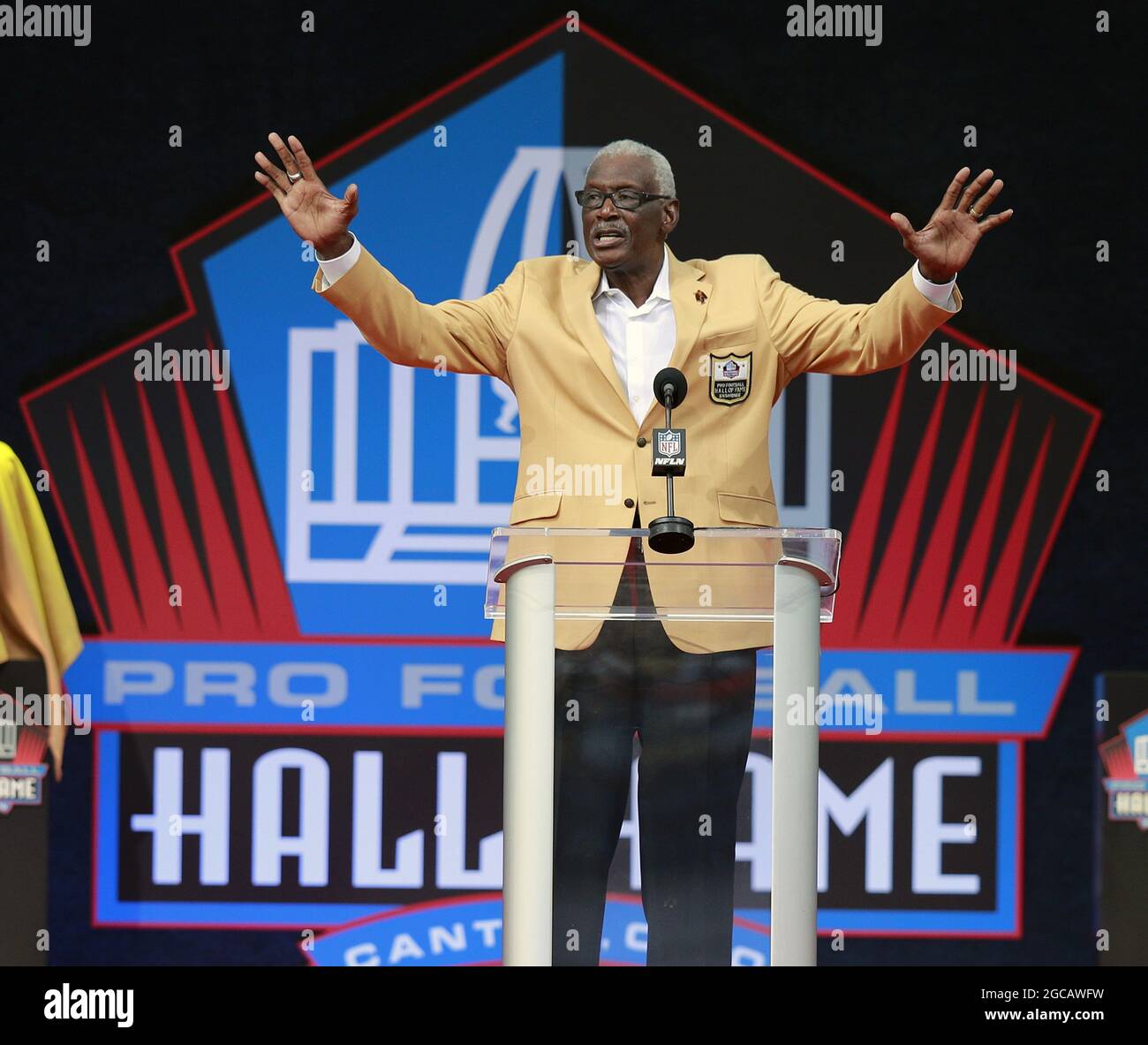 Canton, United States. 07th Aug, 2021. Class of 2020 inductee, Harold ...