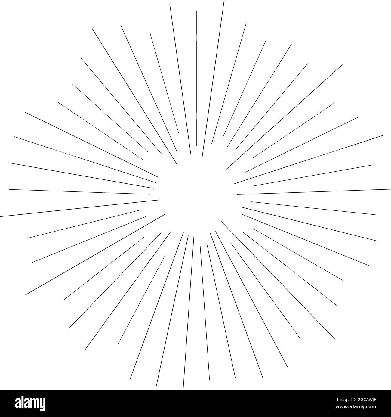 Radial radiating beam ray lines. Starburst, sunburst lineal element ...