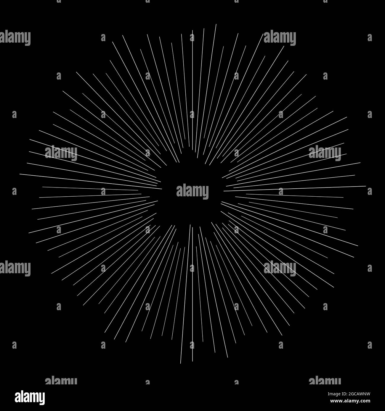 Radial radiating beam ray lines. Starburst, sunburst lineal element ...