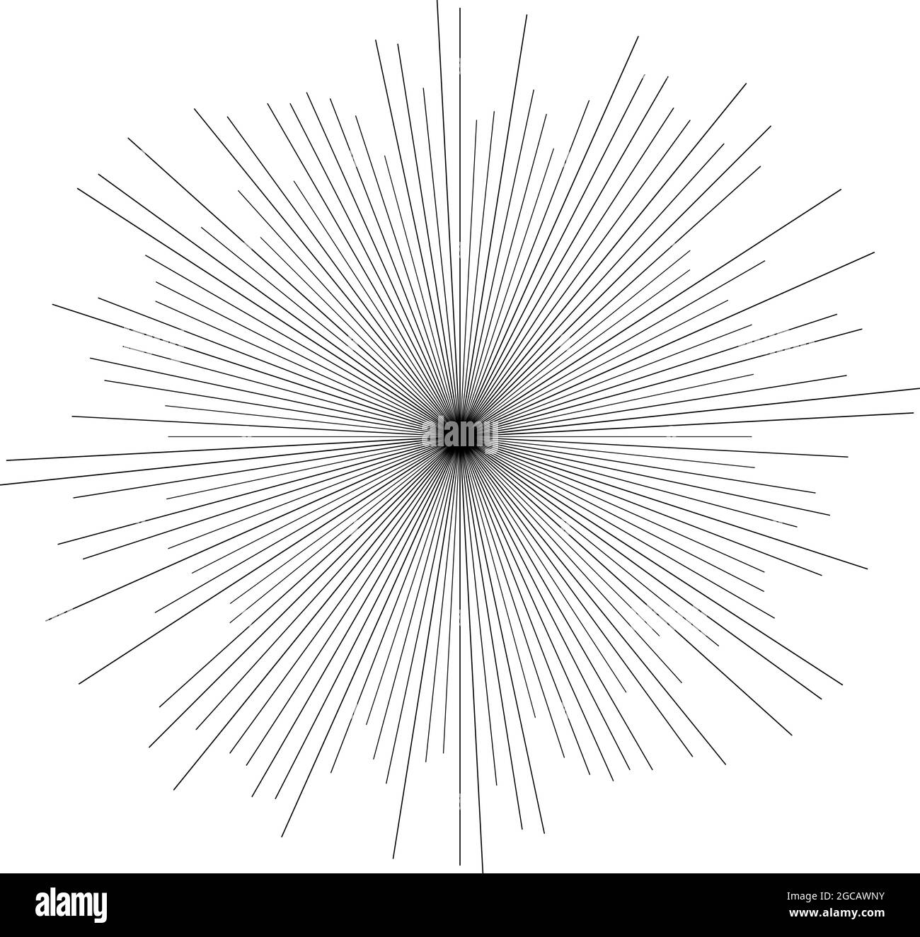 Radial radiating beam ray lines. Starburst, sunburst lineal element ...