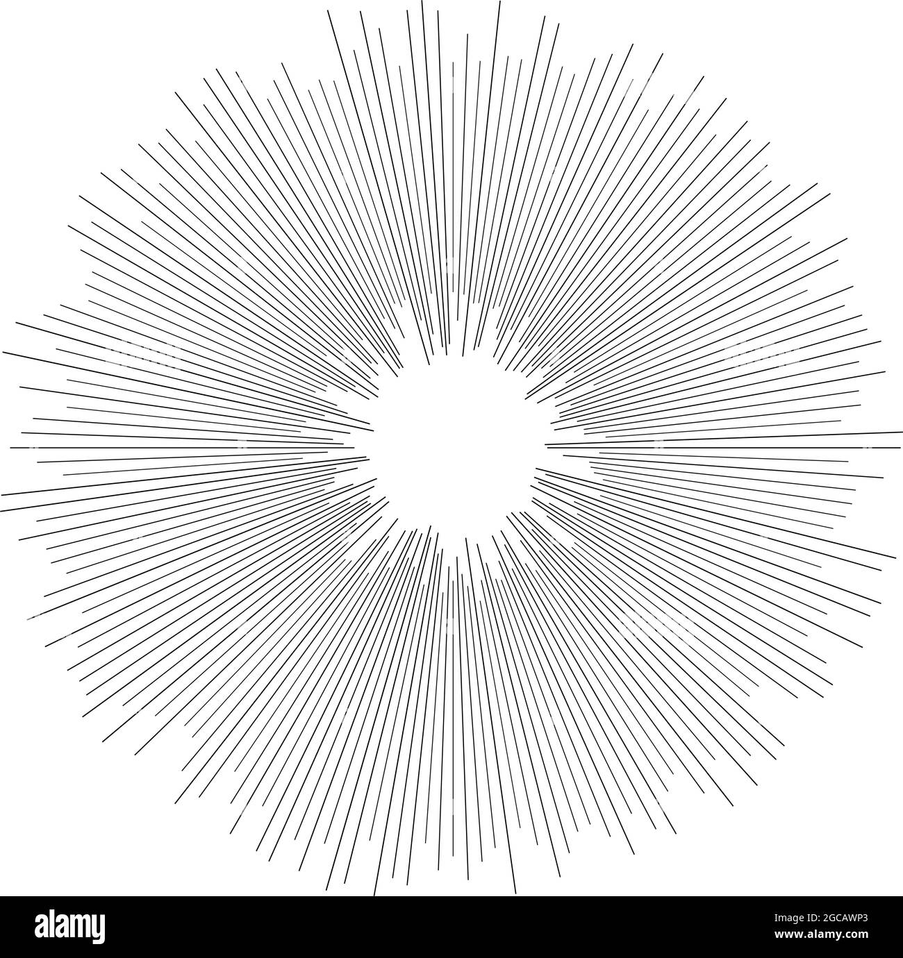 Radial radiating beam ray lines. Starburst, sunburst lineal element ...