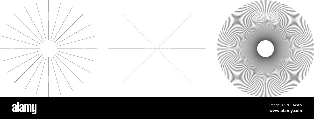 Radial, radiating, burst circular lines, stripes element. Starburst ...