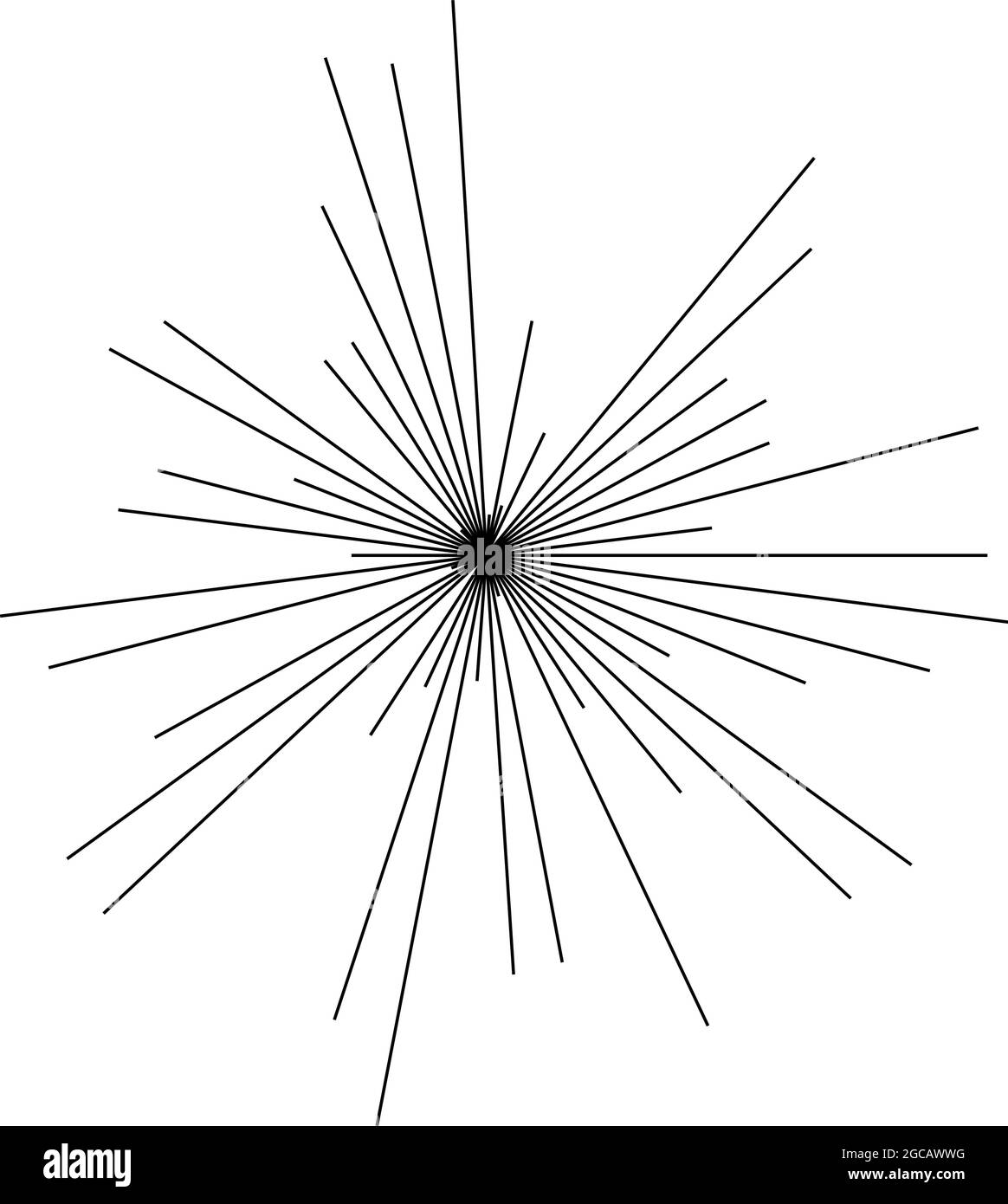 Radial radiating beam ray lines. Starburst, sunburst lineal element ...