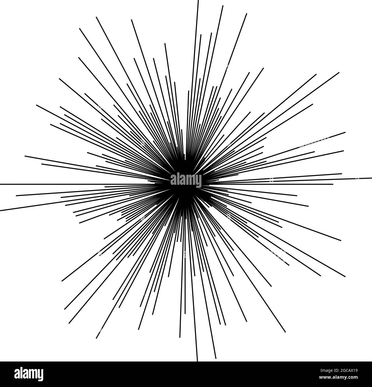 Radial radiating beam ray lines. Starburst, sunburst lineal element ...