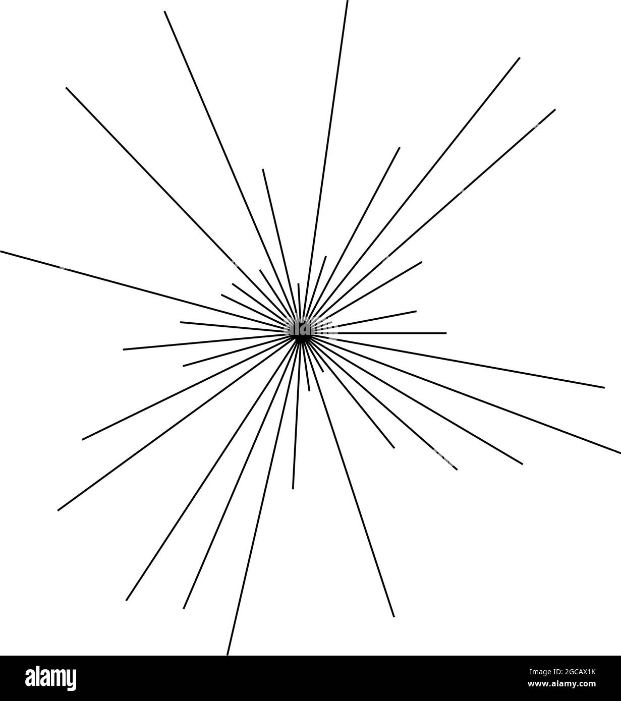Radial radiating beam ray lines. Starburst, sunburst lineal element ...
