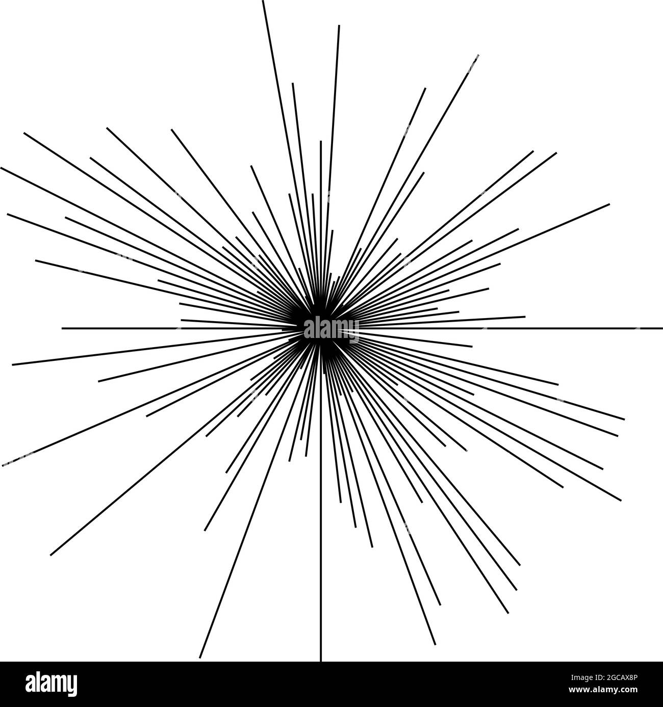 Radial radiating beam ray lines. Starburst, sunburst lineal element ...