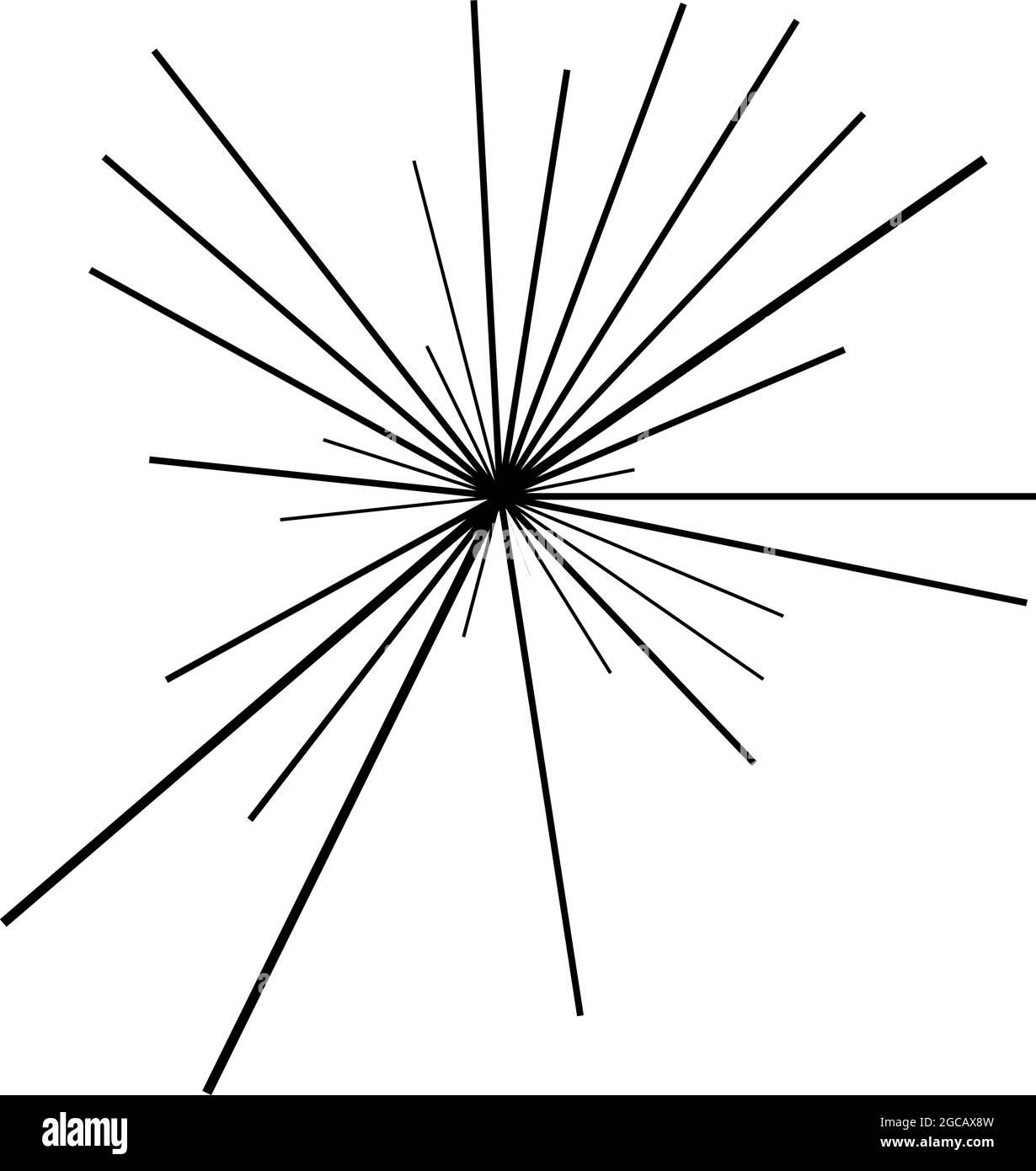 Radial radiating beam ray lines. Starburst, sunburst lineal element ...