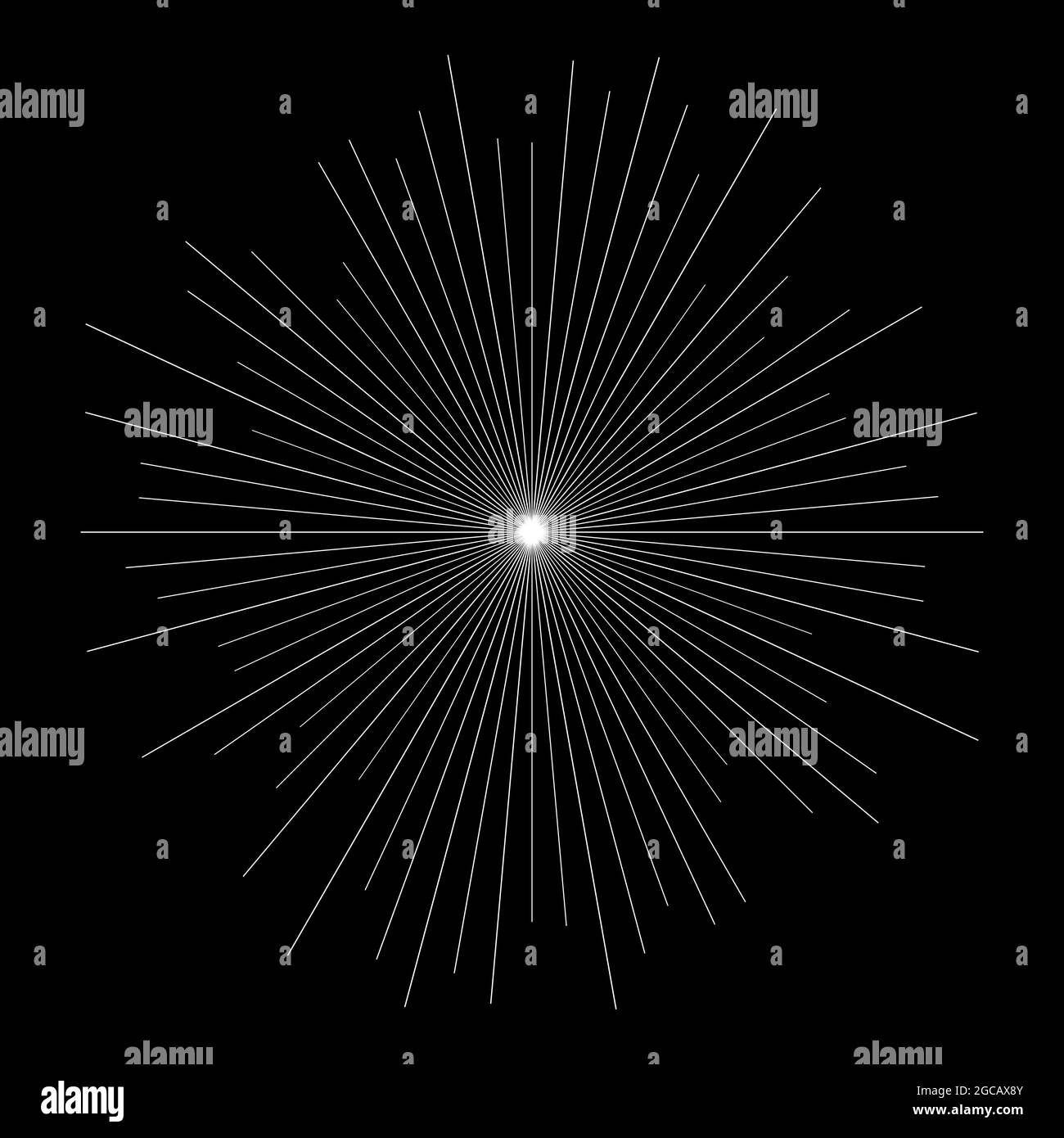 Radial radiating beam ray lines. Starburst, sunburst lineal element ...