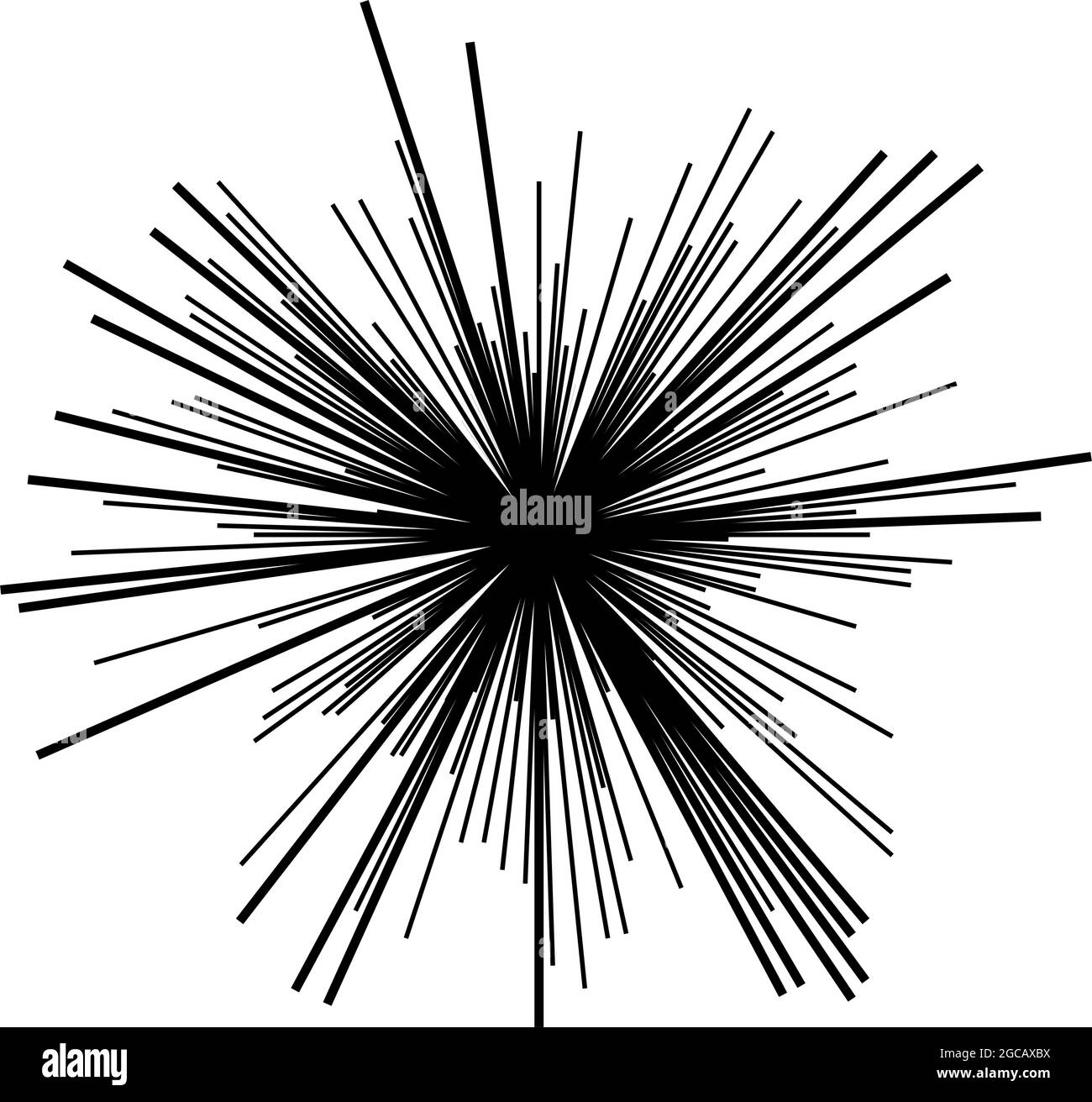 Radial radiating beam ray lines. Starburst, sunburst lineal element ...
